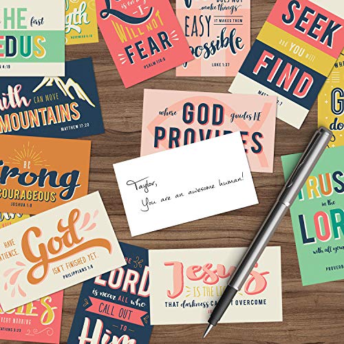 Canopy Street Religious Motivational Quote Cards / 2" x 3.5" Flat Business Card Size / 50 Positivity Cards / 25 Uplifting Christian Designs
