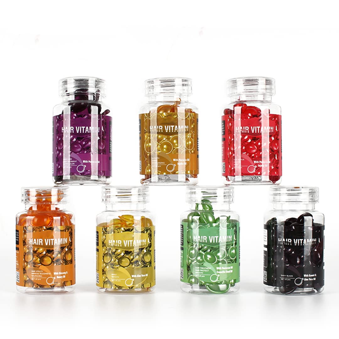 gowwim Hair Vitamin Serum Capsule, Multi-Oil Treatment for Smooth, Silky Hair Growth, Repair and Mask - 30 PCS