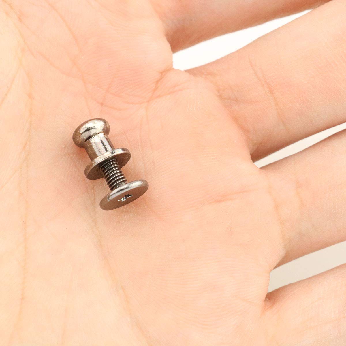 E-outstanding Monk Rivet 30PCS 6x8x8mm Black Round Phillips Head Button Stud Screws Chicago Screws Nail for DIY Leather Craft