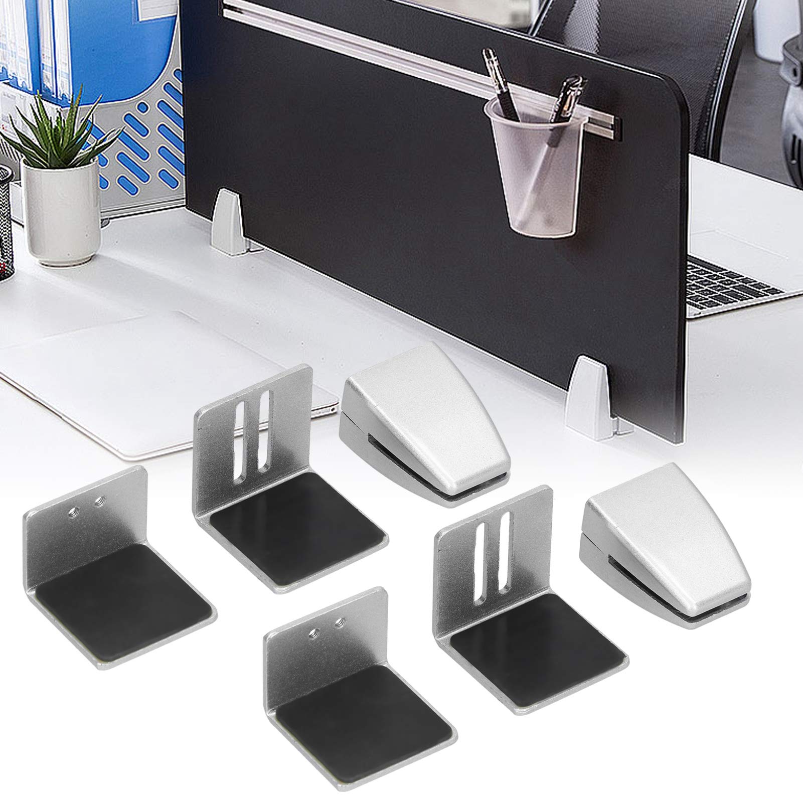 2-Pack Universal Privacy Panel Clamps - Mount Acrylic Sneeze Guard on Desks up to 20mm Thick - Sturdy Aluminum Clips for Office Dividers and Privacy Shields