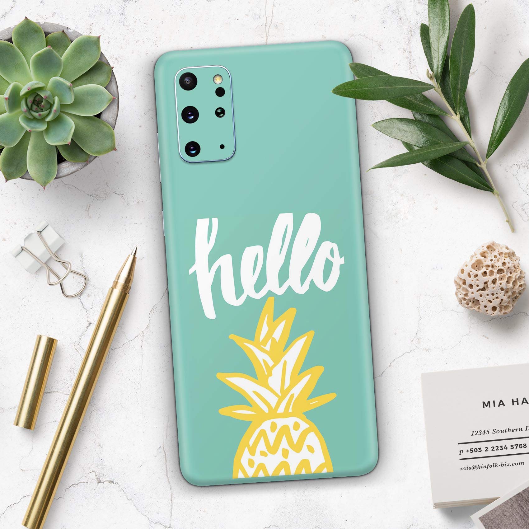 DesignSkinz Well Hello Pineapple Protective Vinyl Decal Wrap Skin Cover Compatible with The Samsung Galaxy S20 (Screen Trim & Back Glass Skin)
