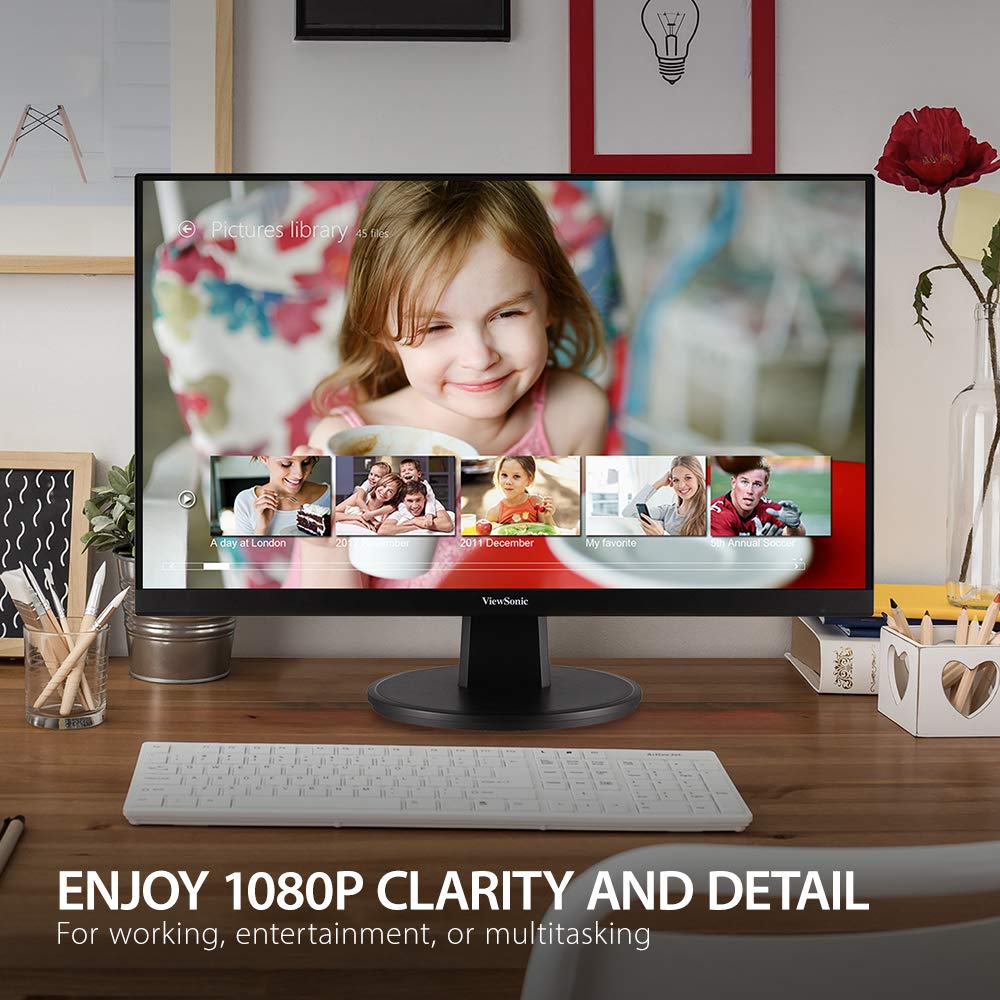 ViewSonic VA2447-MH 24 Inch Full HD 1080p Monitor with 100Hz, FreeSync, Eye Care, HDMI, VGA (Renewed)