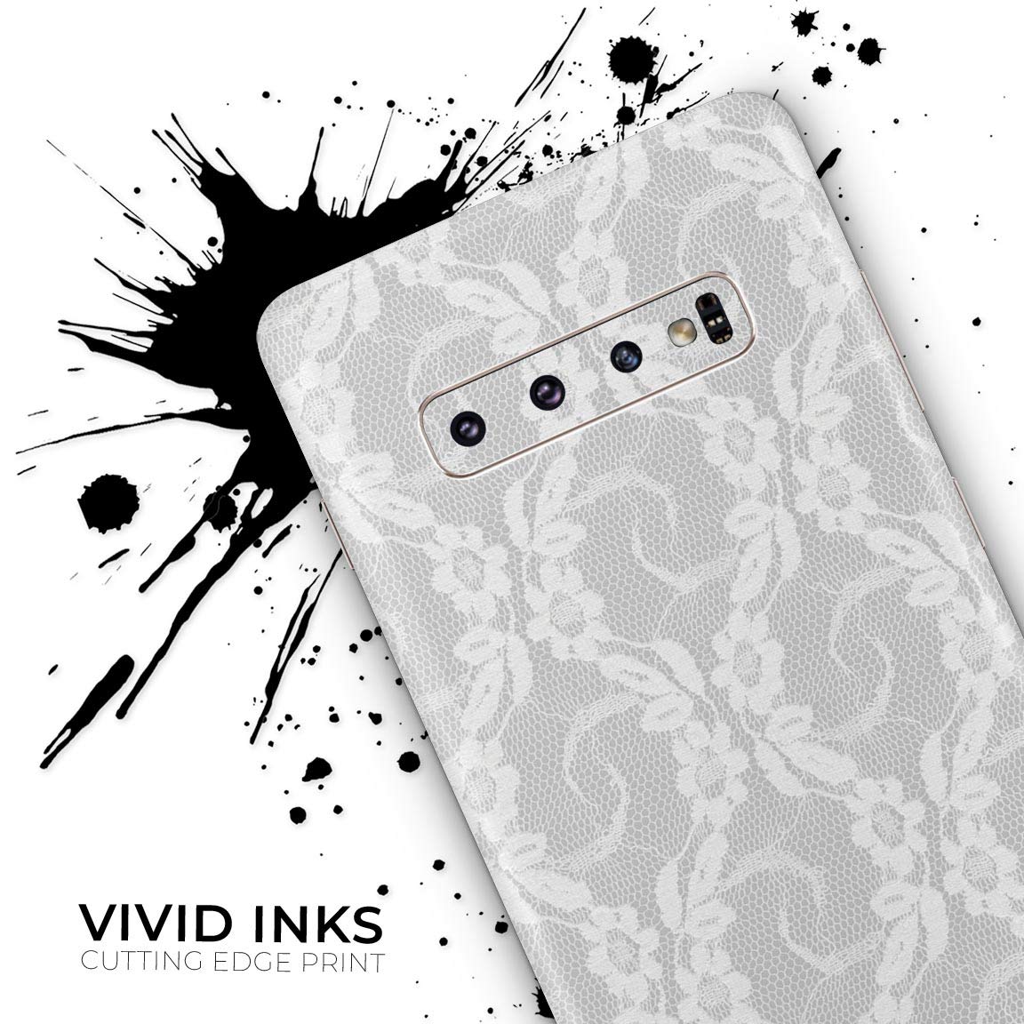 DesignSkinz White Floral Lace Protective Vinyl Decal Wrap Skin Cover Compatible with The Samsung Galaxy S20 (Screen Trim & Back Glass Skin)