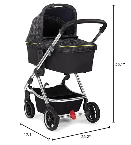 Diono Excurze Luxe Carrycot for Newborn Baby, Stroller Bassinet for Baby, Breathable Mattress for Comfortable Sleeping, Suitable from Birth, Black Camo