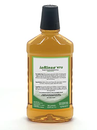 Iotech ioRinse Mouthwash - Get A Natural Clean - Alcohol Free, Fluoride Free - Superior Dental Cleaner for Teeth, Gums and Bad Breath - Green Apple (1 Liter Bottle)