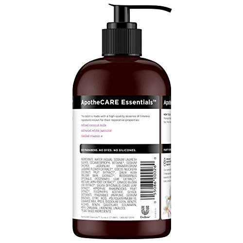 ApotheCARE Essentials The Mender Damaged Hair Repair Shampoo, Coconut Milk, White Jasmine, Vitamin E, 12 oz