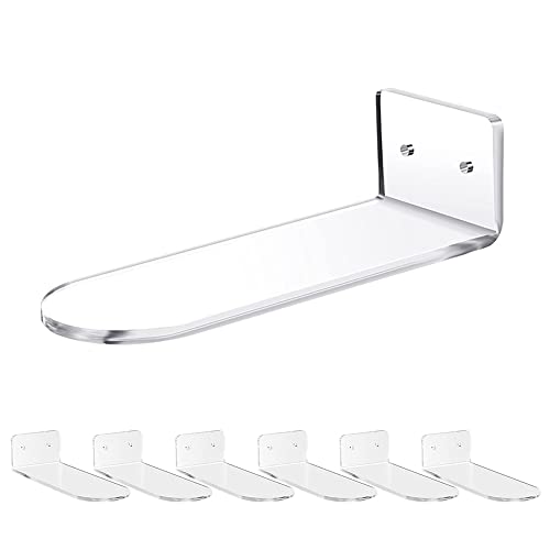 6 Sets Floating Shoe Shelves for Wall, Clear Acrylic Shoe Display for Sneakers Shoe Rack Extra Thick with Screws and Anchors, Wall Mounted Display Shoe Shelves (Transparent)