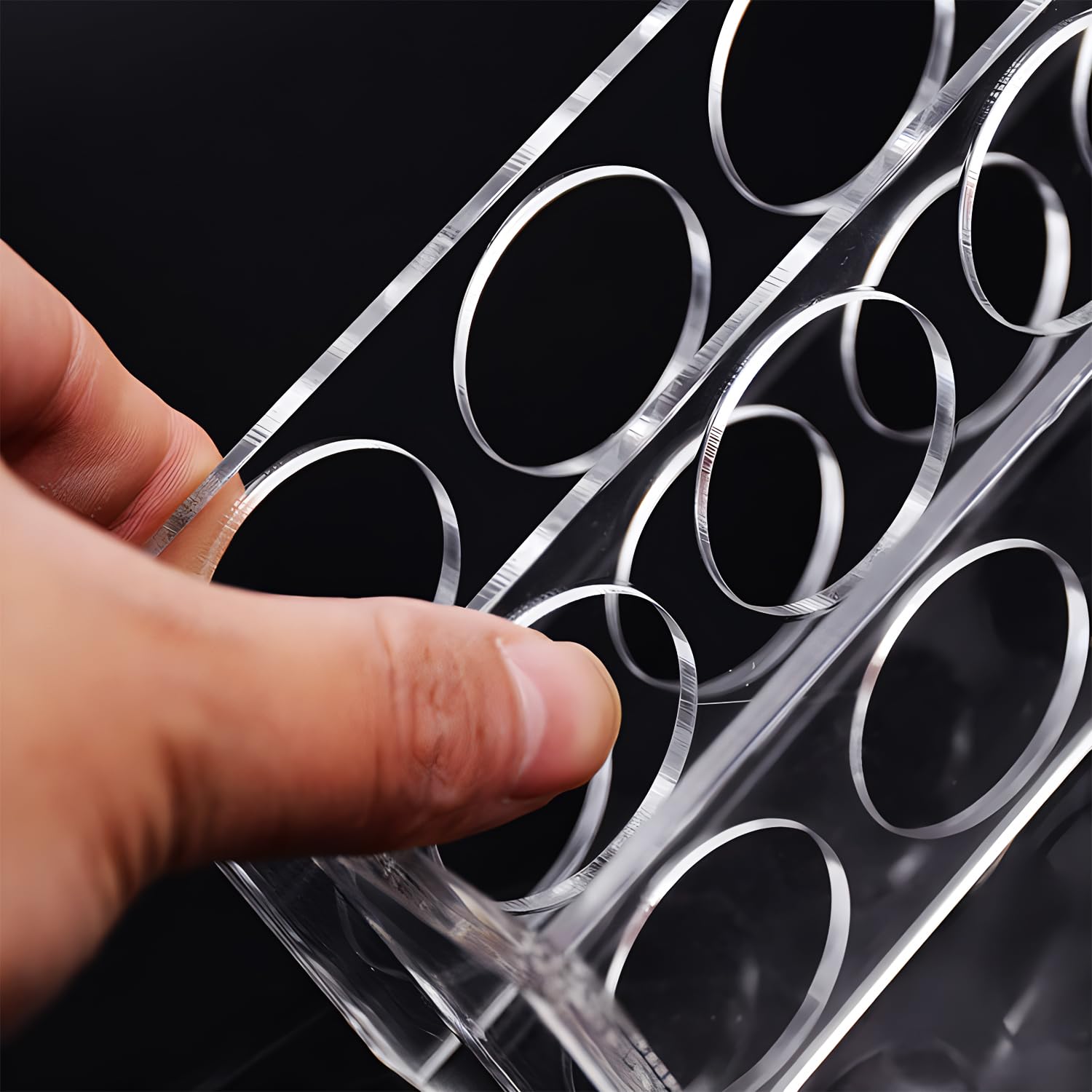 2 Pack Acrylic Test Tube Rack, 24Wells, for 5/9“ OD Tube (13 ±0.1mm,MAX for 14mm) Centrifuge Tube Holder for Labortory Holder Lab Test Tube Transparent