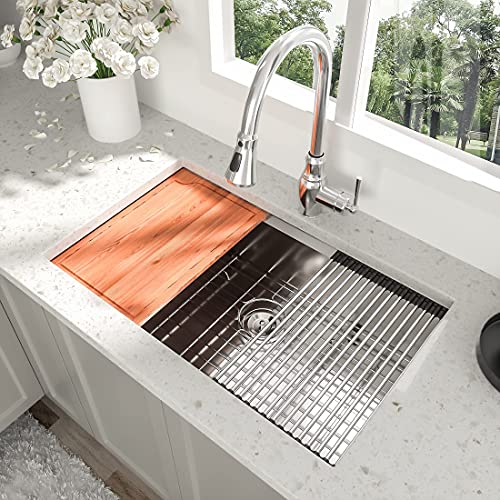 33 Inch Undermount Kitchen Sink - Beslend 33x19 Inch Undermount Sink Ledge Workstation Kitchen Sink Stainless Steel 16 Gauge 10 Inch Deep Single Bowl Kitchen Sink