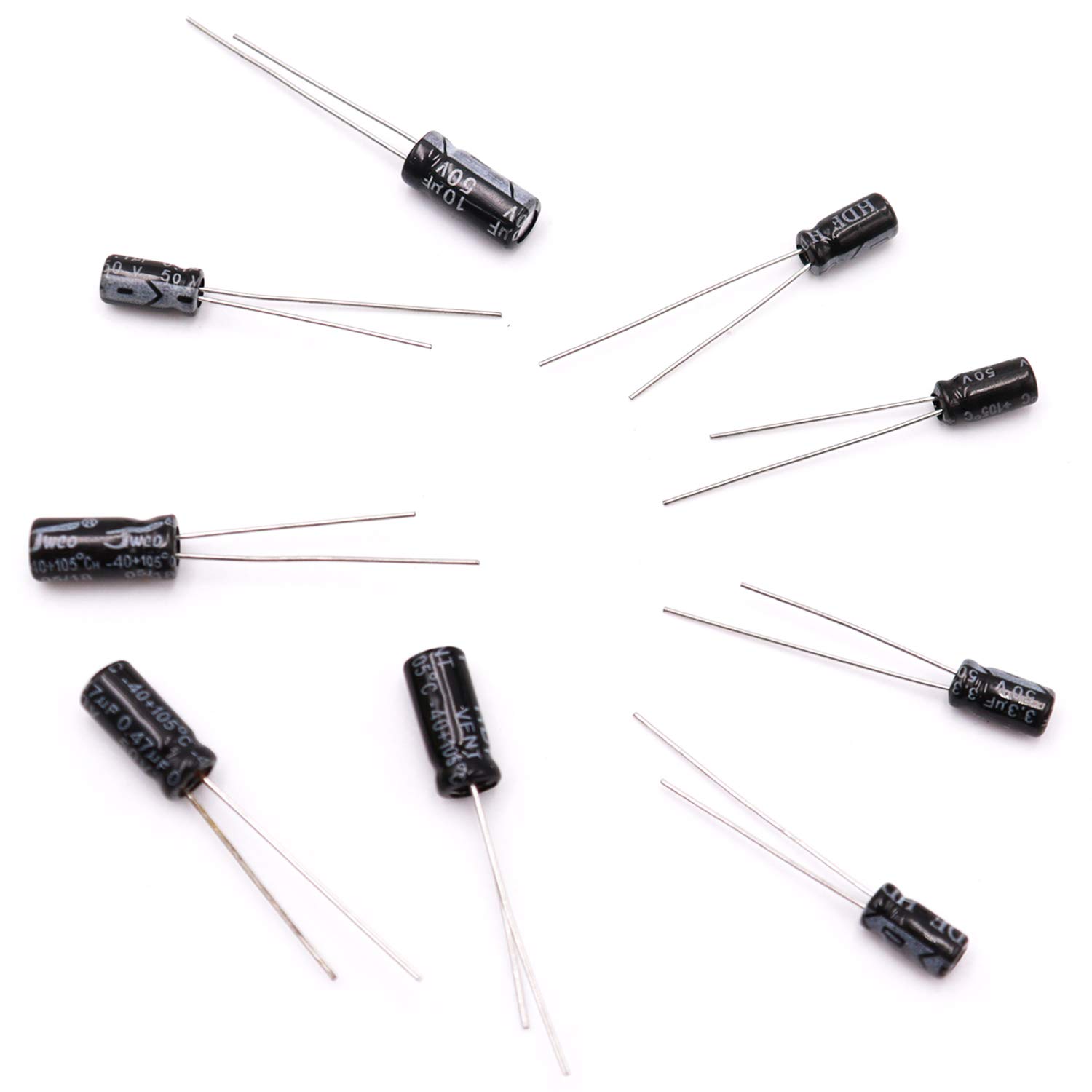 Tnisesm 535Pcs Electrolytic Capacitor 24 Value Range 0.1uF-1000uF Assortment Kit with Aluminum Radial Leads TN04-24Z