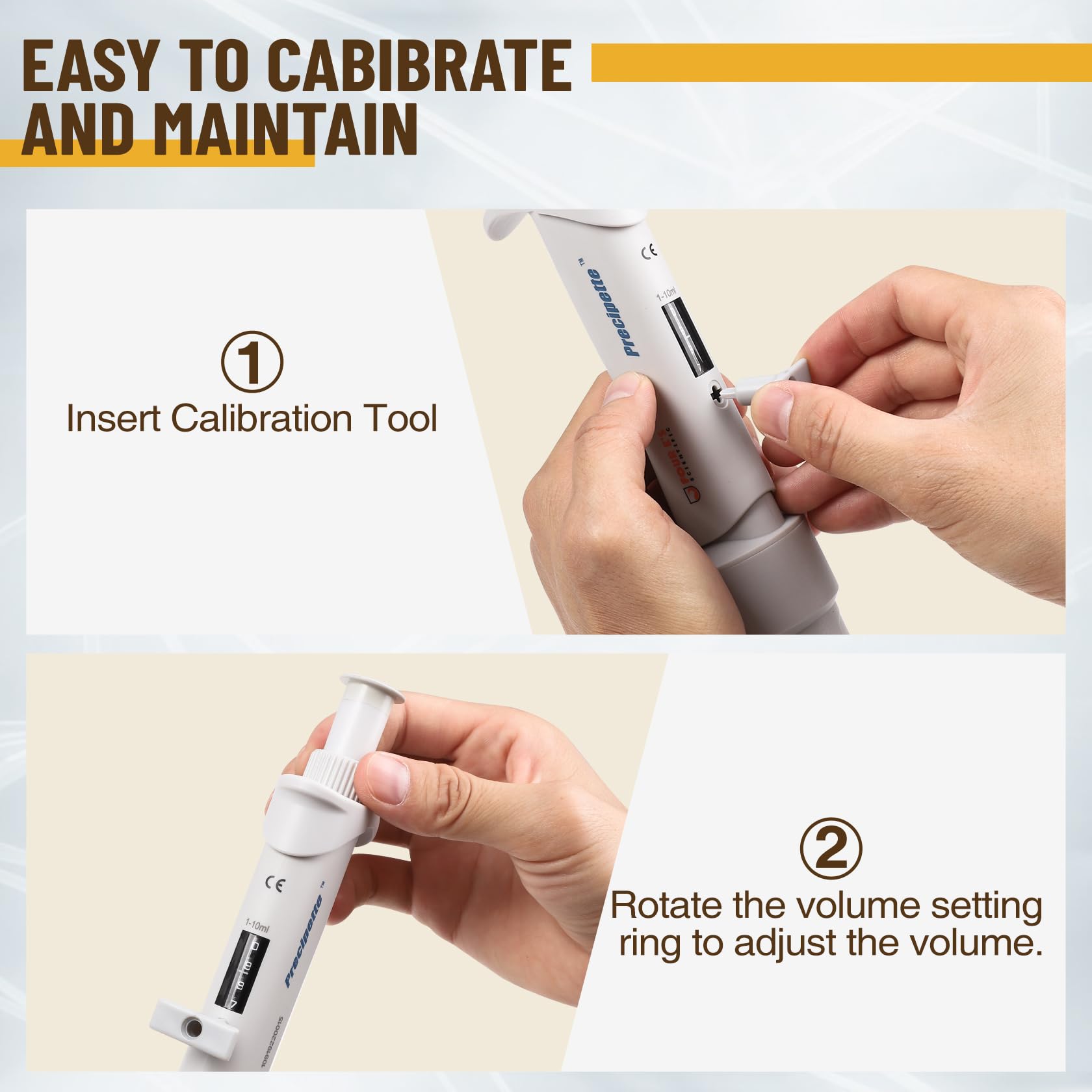 4E's USA Pipette - 100-1000μl Micropipette, Adjustable Volume Pipette with Autoclavable Lower Portion, Universal Tip Cone Single Channel Pipettes, Laboratory ISO 8655 Calibrated Pipettor