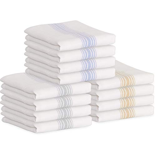 GREEN LIFESTYLE 12 Pack Kitchen Towels 15x25-100% Natural Cotton Dish Cloths, Reusable Cleaning Rags, Super Absorbent, Machine Washable Kitchen Towel Set