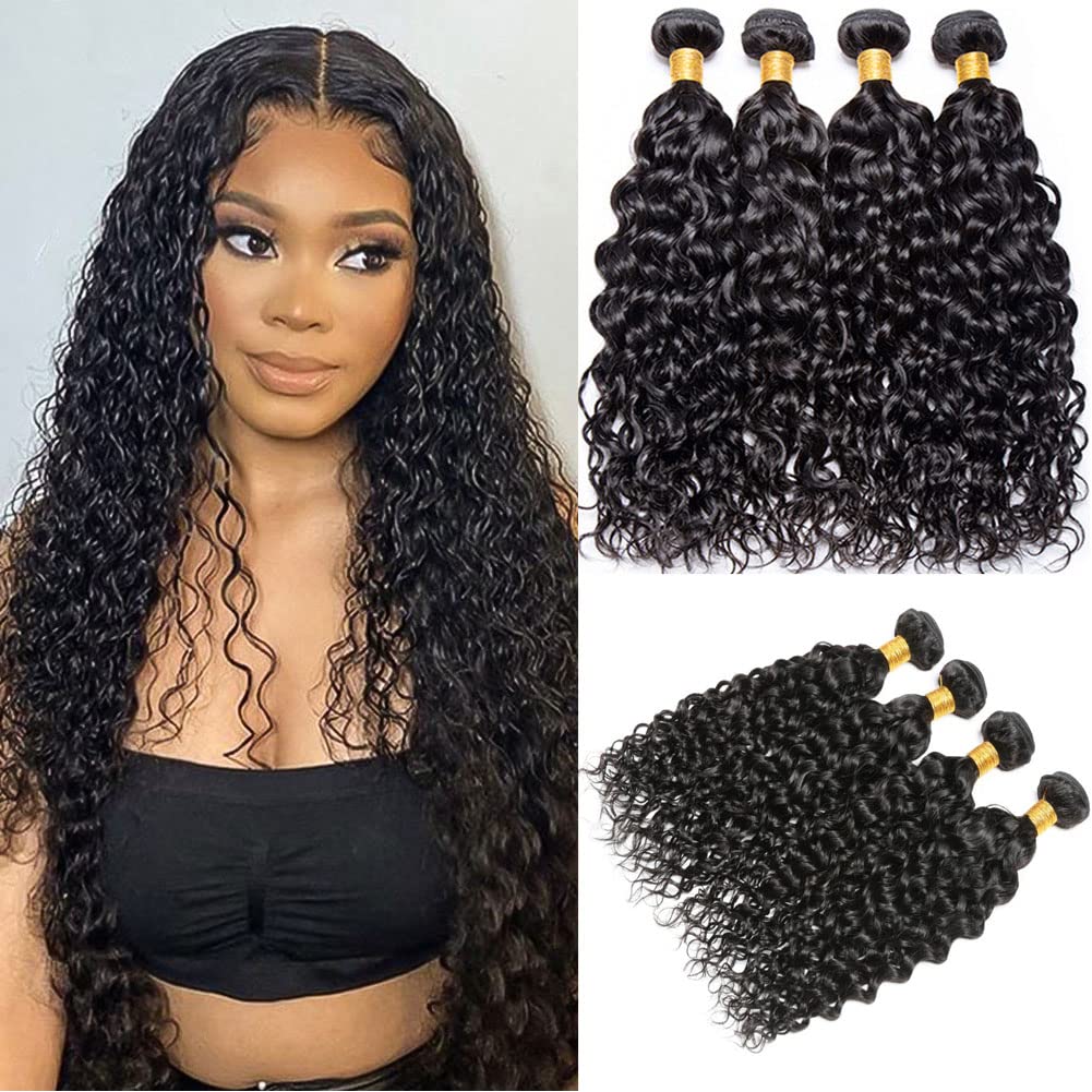 FW Hair 8A Brazilian Water Wave Bundles 14 16 18 20inches Unprocessed Water Wave Human Hair Bundles Brazilian Water Wave Virgin Hair Bundles Natural Color