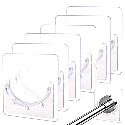 80mm Adhesive Shower Curtain Rod Holder 6PCS Large Shower Curtain Tension Rod Holders for Wall No Drilling Bathroom Shower Curtain Mount Holder Brackets