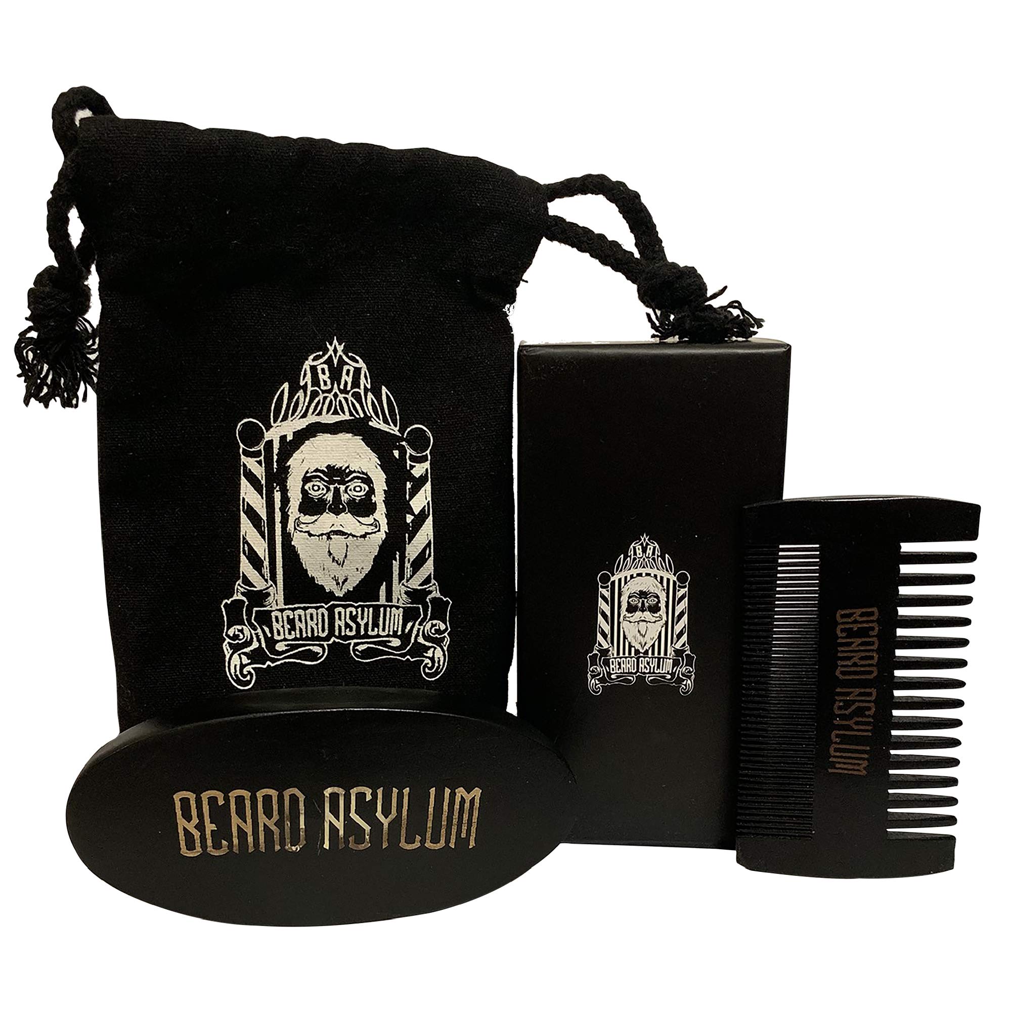 Beard Asylum Premium Black Wood Comb And Brush Set - Best Fathers Day Gift