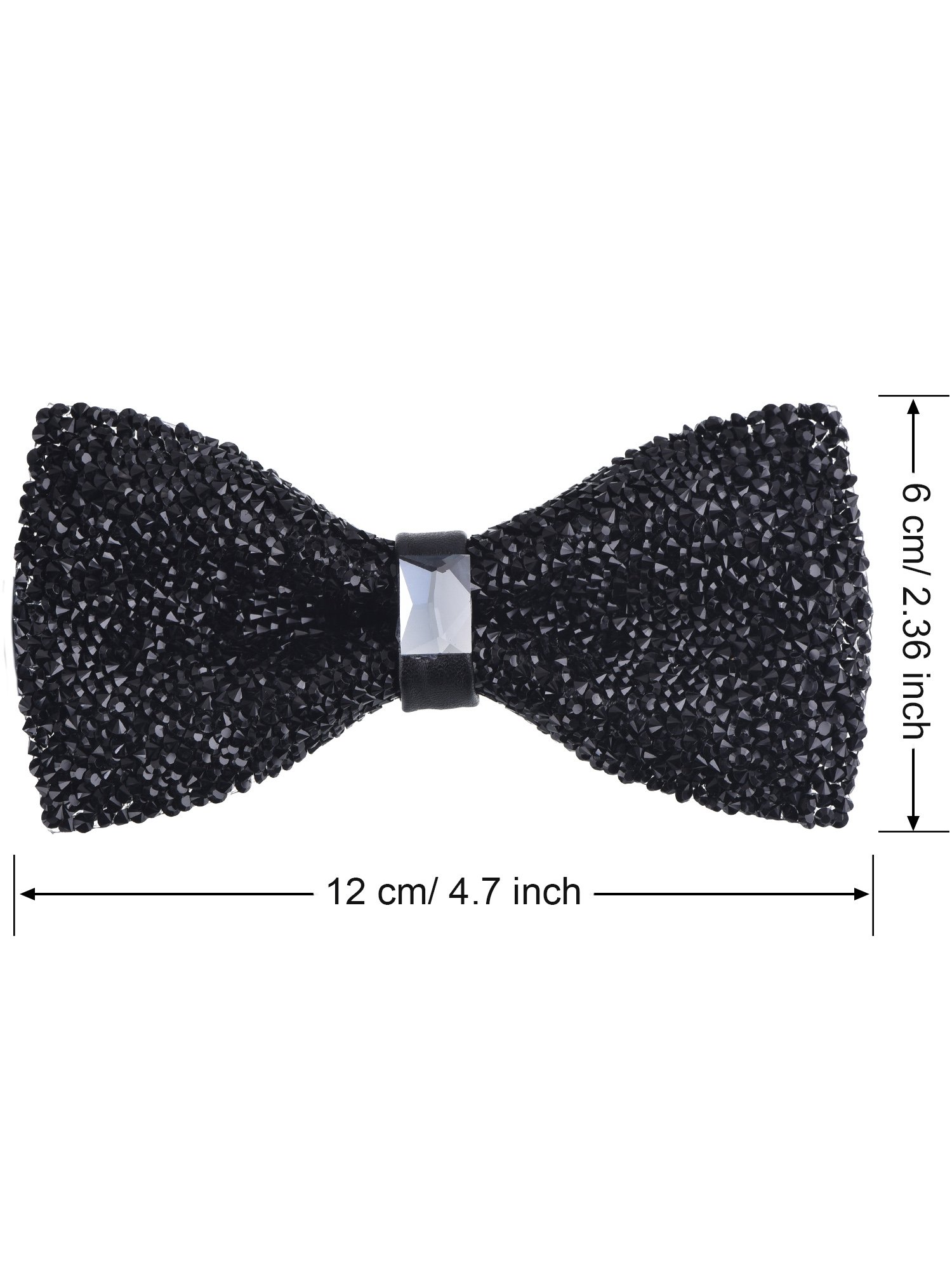 2 Pieces Rhinestone Bow Ties Banquet Bowties Men's Pre-tied Bow Ties for Wedding and Parties (Black and Silver)