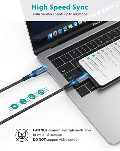 2-Pack USB C to USB C Cable (6.6FT + 6.6FT), NIMASO Nylon USB 2.0 Type C 60W 3A Charging Cable for iPad Mini 6, iPad Pro 2020, iPad Air 4, MacBook, Samsung, Switch, Pixel, LG (Grey)