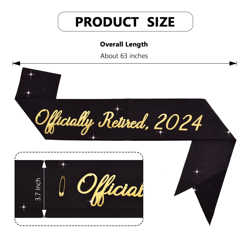 2024 Retired Sash, Celebration Sash for Retirement Party, Retired Sash for Retirement Party Decorations,Retirement Gifts for Both Women,Men(Black)