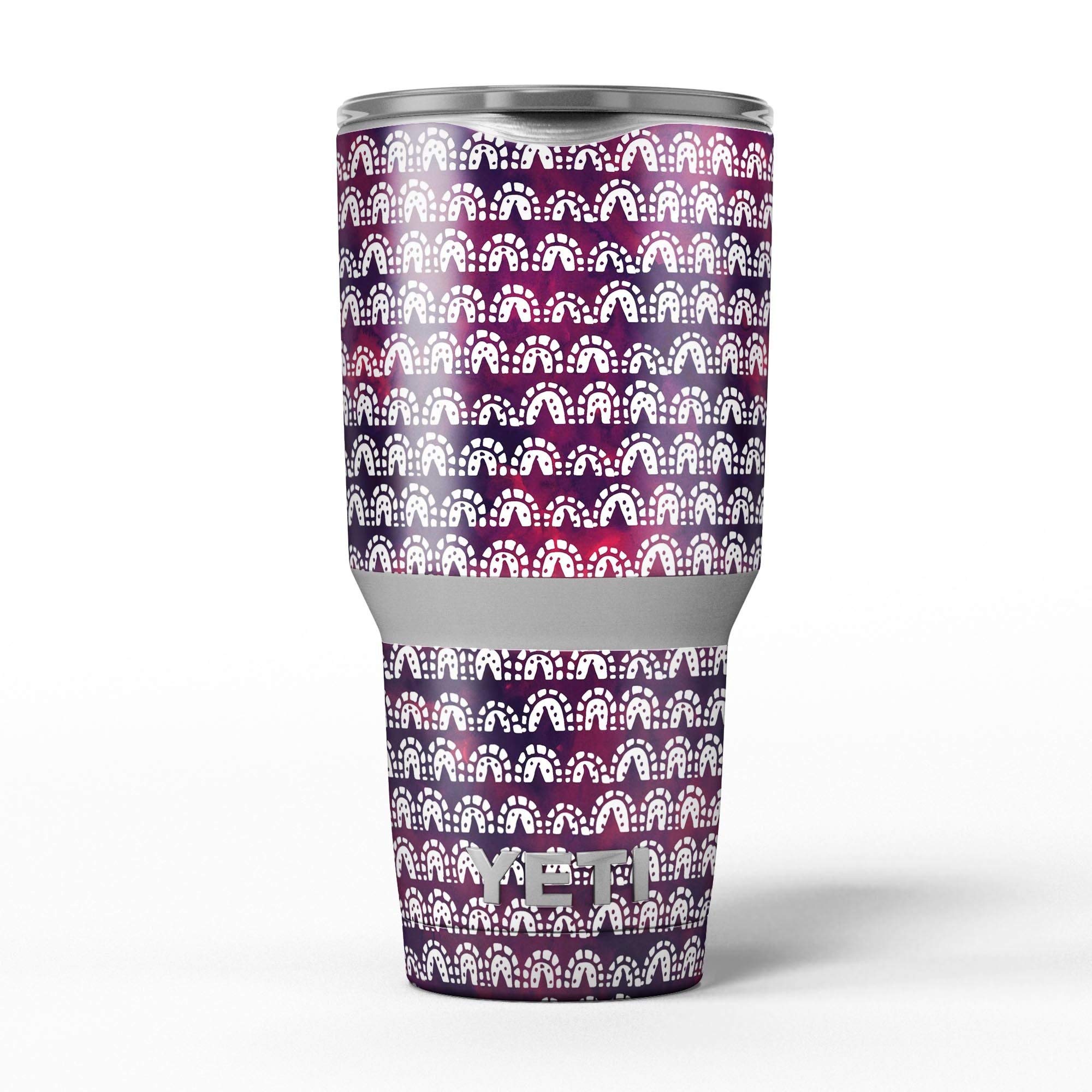 Design Skinz Red and Blue Cloud Mix with White Semi-Circles - Skin Decal Vinyl Wrap Kit Compatible with The Yeti Rambler Cooler Tumbler Cups