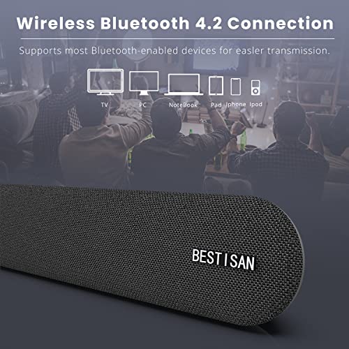 80W Sound bar, Bestisan Soundbar TV Sound bar Wired and Wireless Bluetooth Audio Speakers(4 Drivers, New Bluetooth Version, Optical Cable Included, Bass Adjustable)