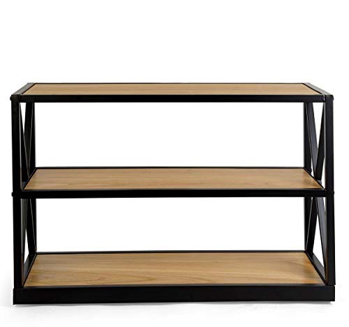 Displays2go Industrial X-Sided 3-Shelf Unit, Solid Pine β Natural (XSHF3NAT)