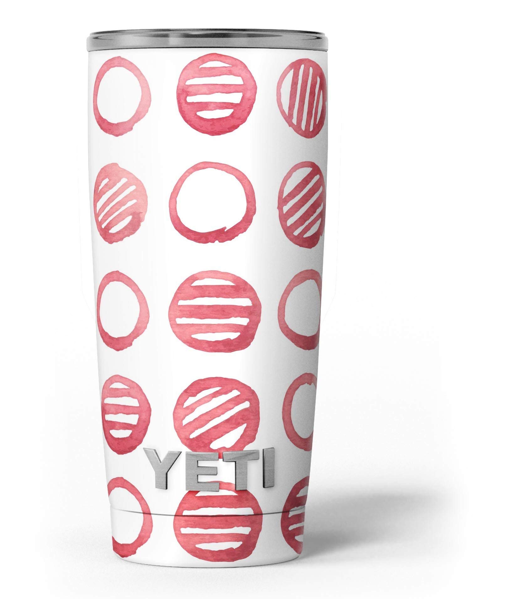 Design Skinz Red Striped Polka Dots - Skin Decal Vinyl Wrap Kit Compatible with The Yeti Rambler Cooler Tumbler Cups