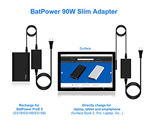 BatPower ProE 2 ES10B 148Wh MS Surface Power Bank for Surface Book 3 2 1 External Battery Surface Laptop 4 3 2 1 Surface Pro X 8 7 6 5 4 3 Go Portable Charger and Surface 120W Slim Charger Adapter