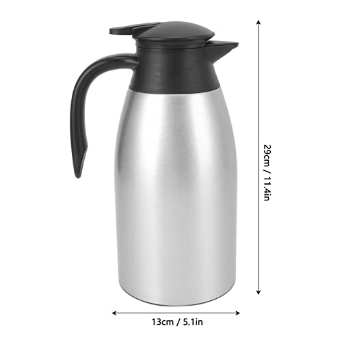 2L Stainless Steel Tea Pot, Household Coffee Pot Cold Water Kettle, Short Spout Cold Drink Kettle for Coffee Tea Beverages(Silver)