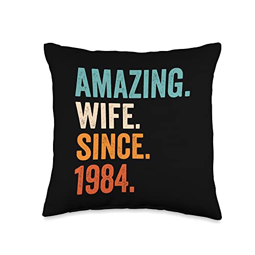 39th wedding anniversary gifts for her Amazing Wife Since 1984 | 39th Wedding Anniversary Throw Pillow, 16x16, Multicolor