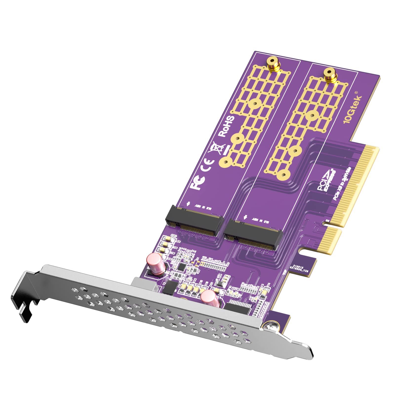 2-Port M.2 NVMe Adapter M-Key, Requires Motherboard BIOS Support for Bifurcation, PCIe X8 Gen3
