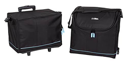 ArtBin 6922SP Tote Express Rolling Portable Art Craft & Sewing Storage Organizer Bag with Wheels-Fits Sewing Machine, 0, Black/Aqua