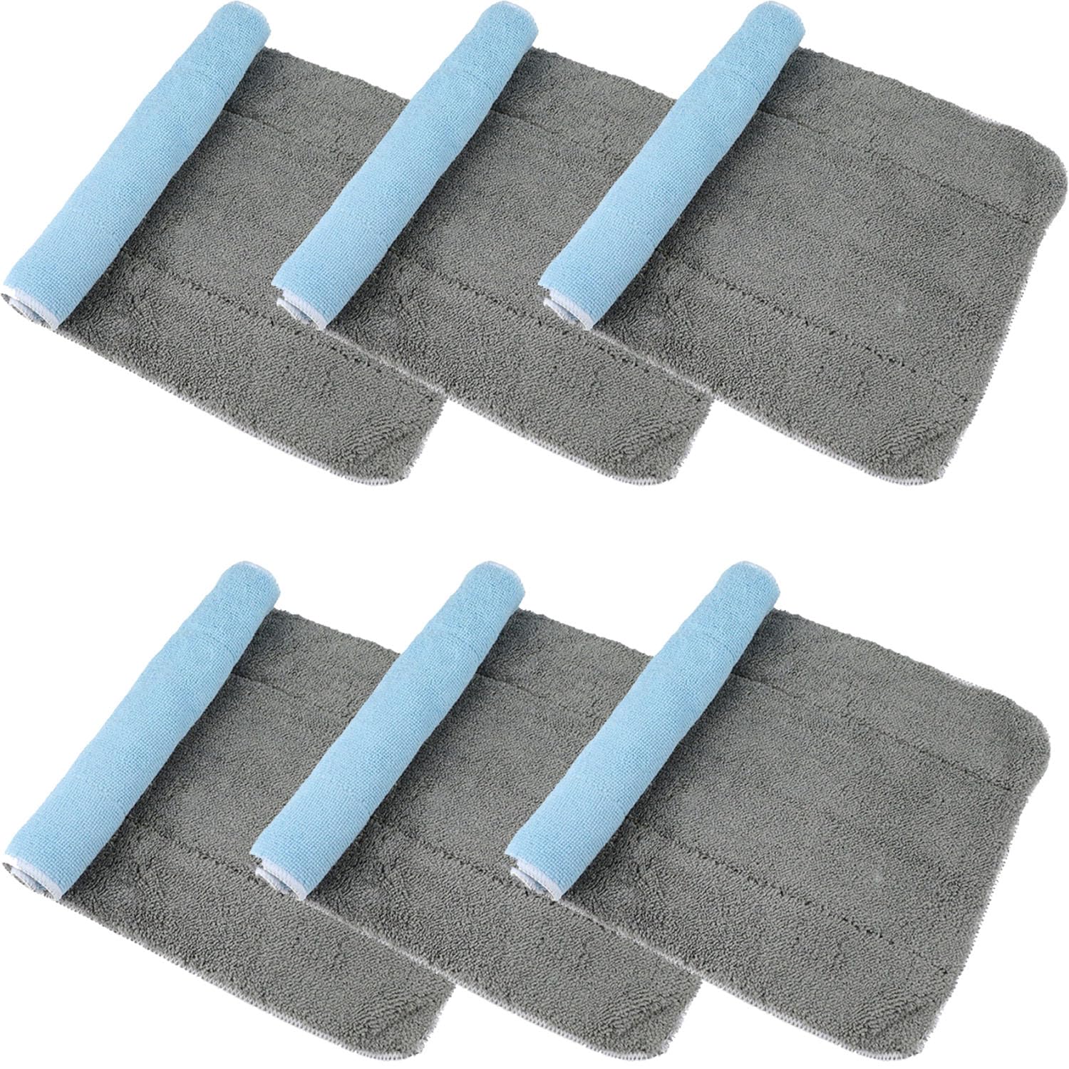 6 Pack 2-Side Washable Reusable Mop Pads Refills Compatible with MR.SIGA Professional Microfiber Mop,Double Use Wet&Dry Microfiber Mop Pads 16.5 * 9" (42 * 23 cm)