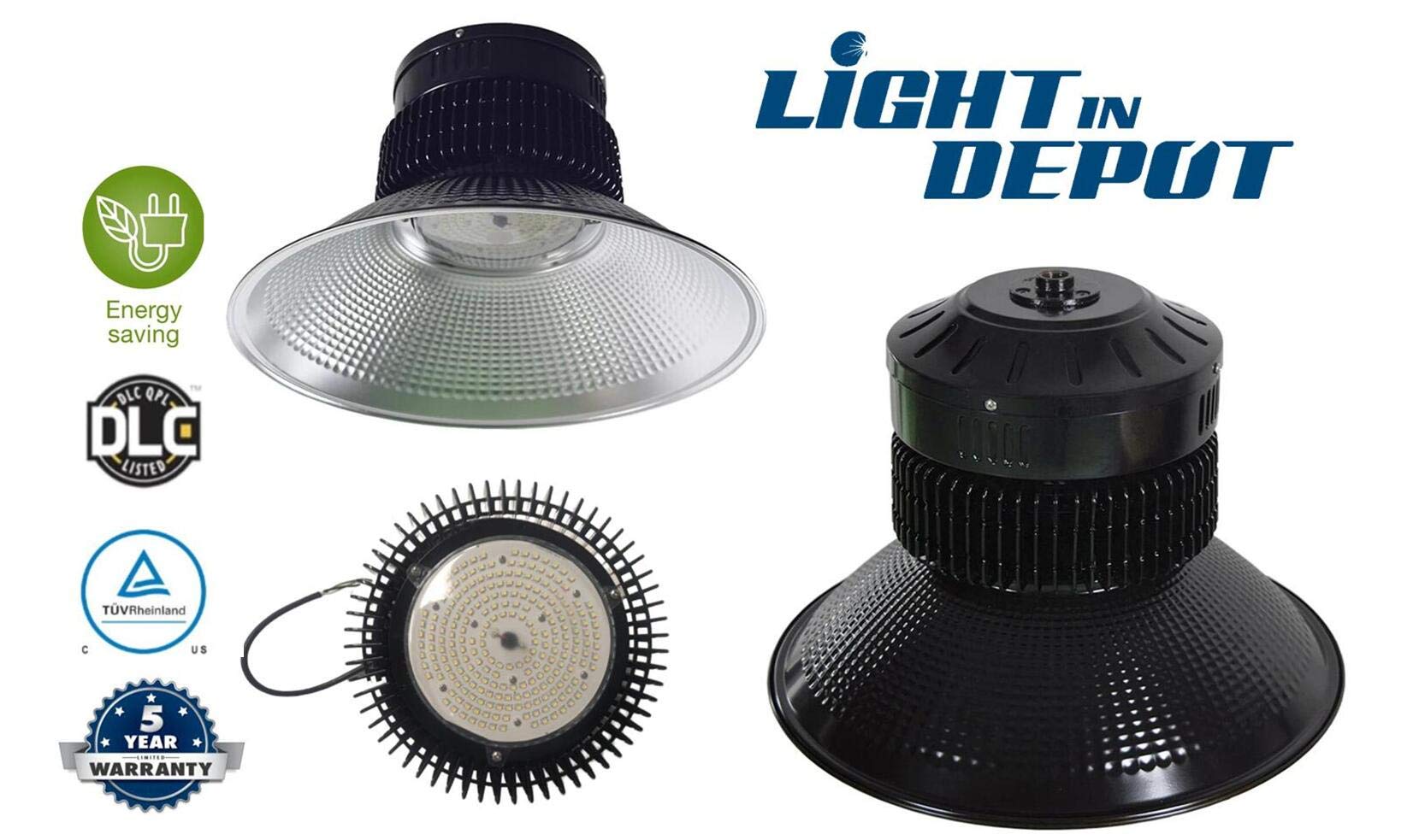 150w Round High Bay Light with Reflector 2 Pack - 20000Lm, 120v-277v, 5000K UFO Lighting Fixture Daylight LED Lights, Corrosion & Static Resistance - Stainless Steel Chain Included (150w, 2 Pack)
