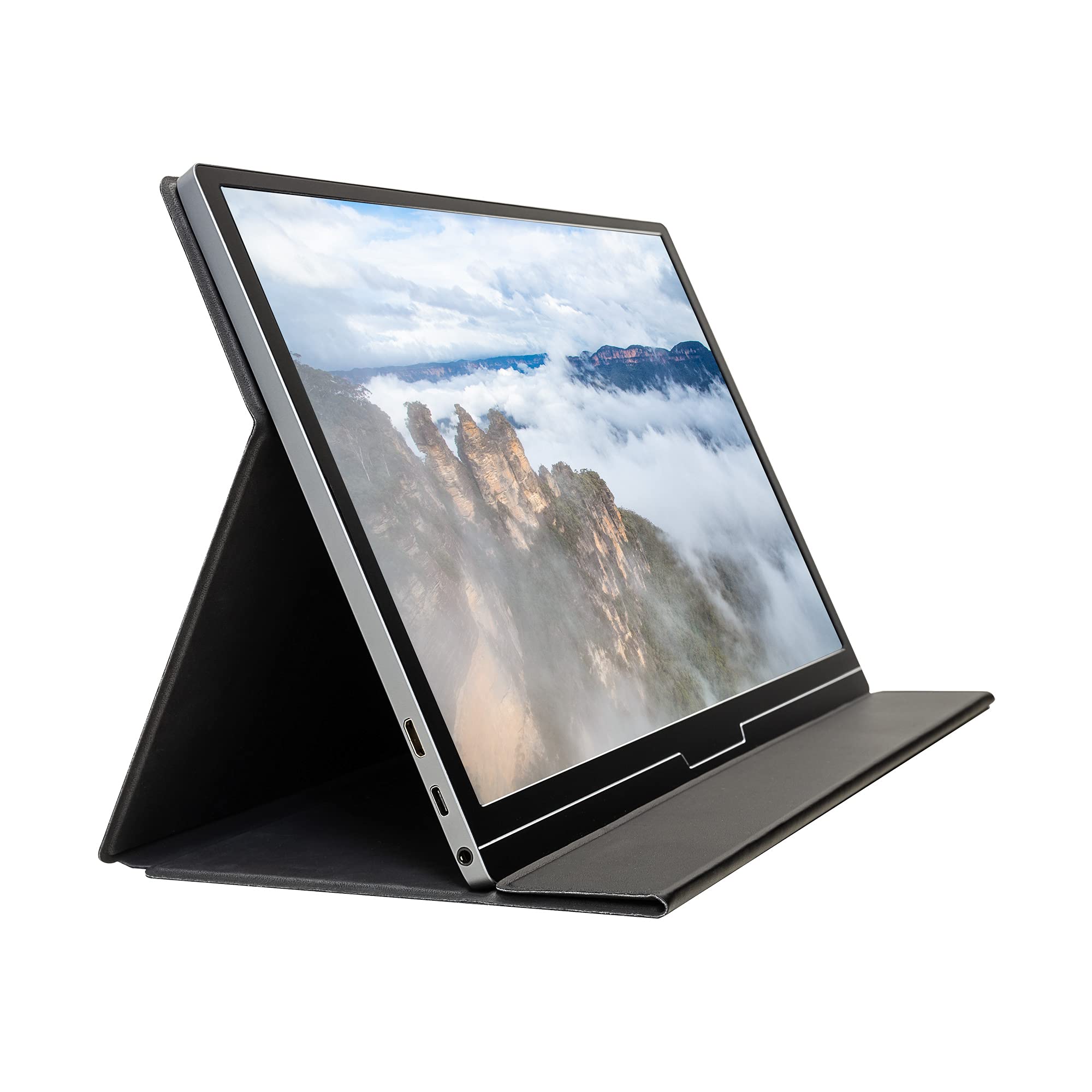 Greenhouse GH-ELCU16B-BK 15.8-inch Mobile Monitor with Speaker, Full HD, Thin, Wide Viewing Angle, Blue Light Reduction, Mini HDMI, USB-Type C Power Supply