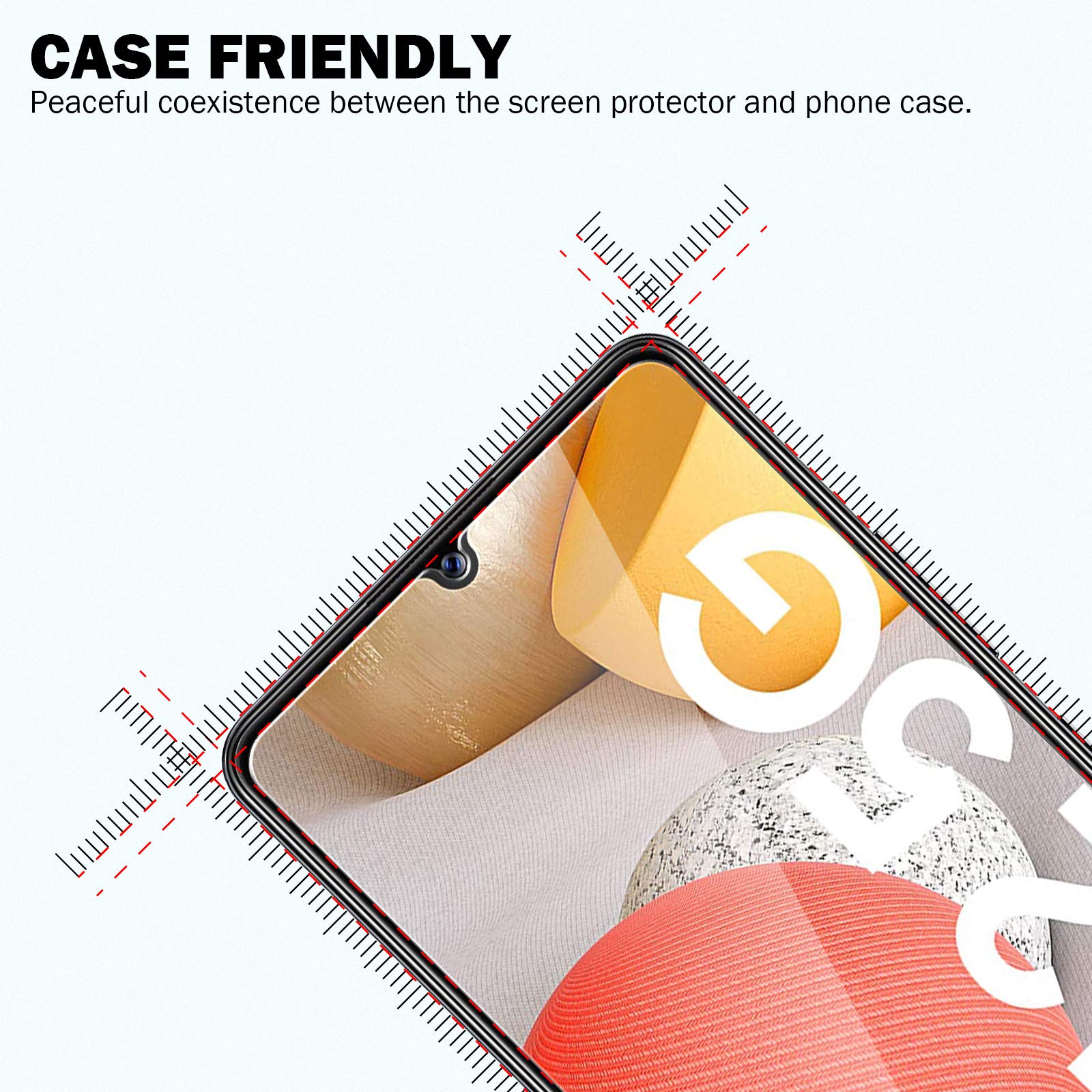EGV [3+3 Pack Compatible for Samsung Gforalaxy A42 5G Screen Protector Tempered Glass + Camera Lens Protector [Easy Installation] Fingerprint Unlock [Anti-Scratch] [No-Bubble] [Work With Case]