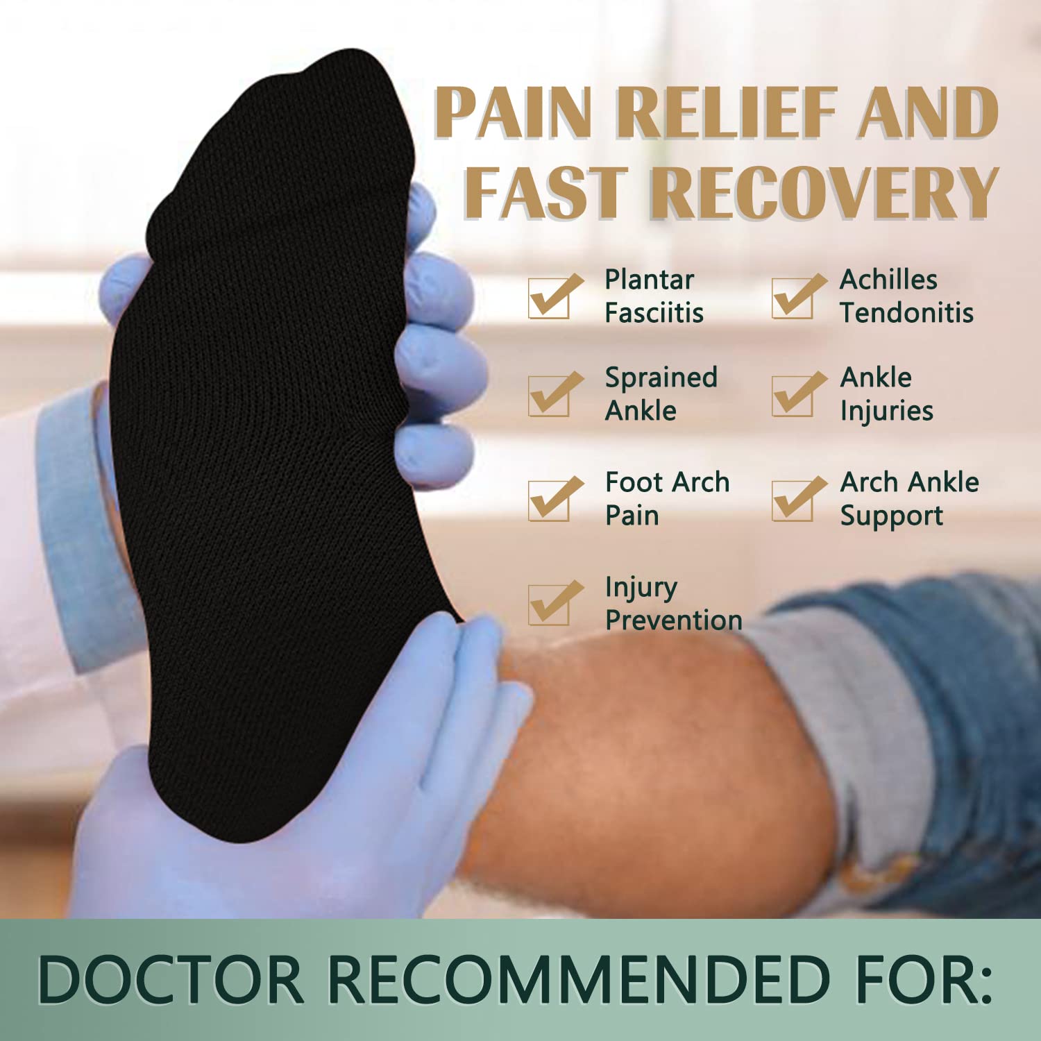 2 Pack Ankle Brace Compression Sleeve 8-15 mmHg Open Toe Сompression Socks Women&Men for Swelling,Plantar Fasciitis,Sprainn Beige L/XL