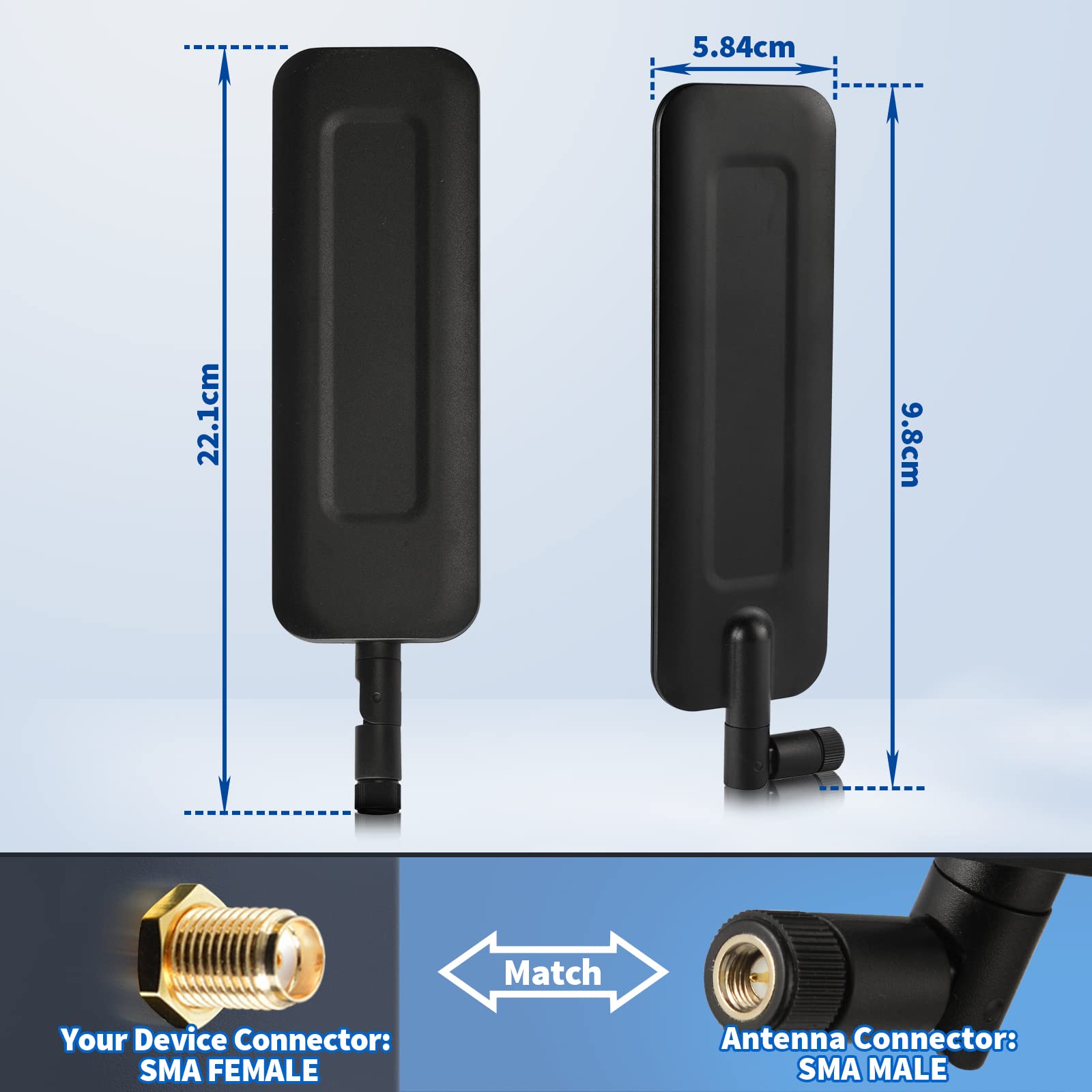 Eightwood Wide Band 4G LTE Dipole Antenna SMA Male Compatible with Outdoor HCO Spartan Cellular Hunting Game Trail Cameras (2-Pack)