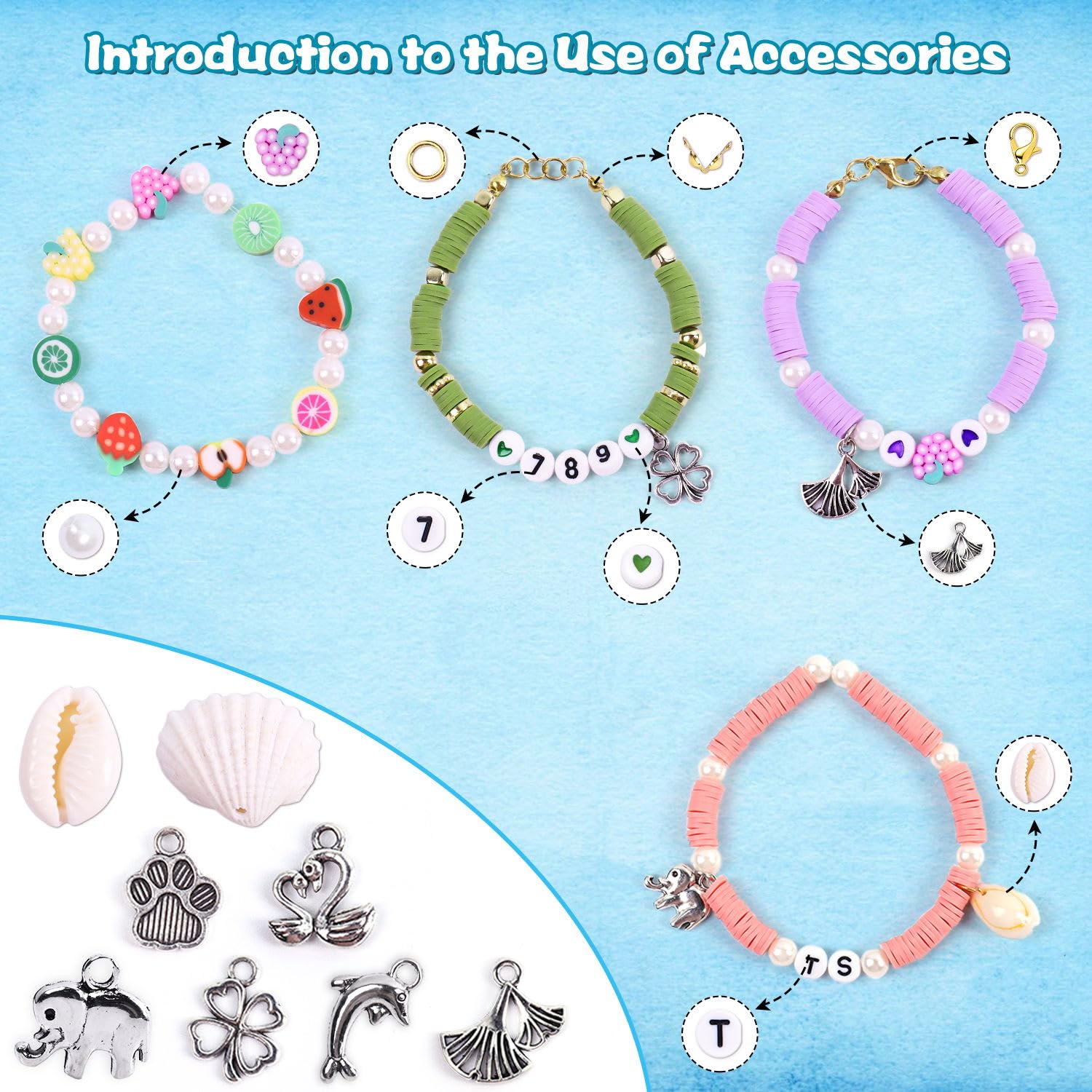 15130pcs Clay Beads for Bracelet Making Kit, 72 Colors Polymer Flat Heishi Beads for Jewelry Making with Charms, Friendship Bracelet Kit with Letter Beads for Adults, 4 Boxes