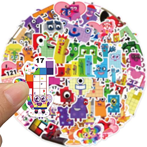52PCS Numberblocks Stickers for Laptop and computer, Digital building blocks for children's enlightenment Waterproof Vinyl Stickers for Water Bottle Skateboard Guita Car Bumper Luggage,Cartoon Art Graffiti Decals for Kids Girls Teens Adults (Enlightenment