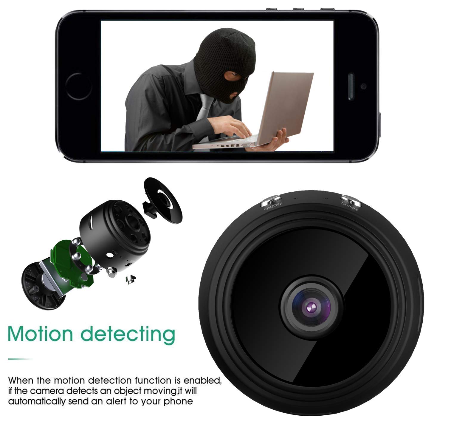 Mini Spy Camera Wireless Hidden Home WiFi Security Cameras with App 1080P, Bundle Night Vision Indoor Outdoor iPhone/Android Phone Small Nanny Cam for Cars etc