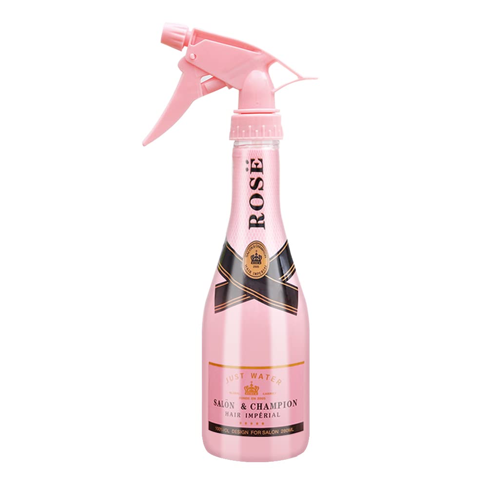 YOUNGFLY Mist Spray Bottle, 9.8oz Pink Rose Champagne Design Salon Water Mister, 280ml Empty Trigger Fine Mist for Barber Hairdresser Home Cleaning Hair