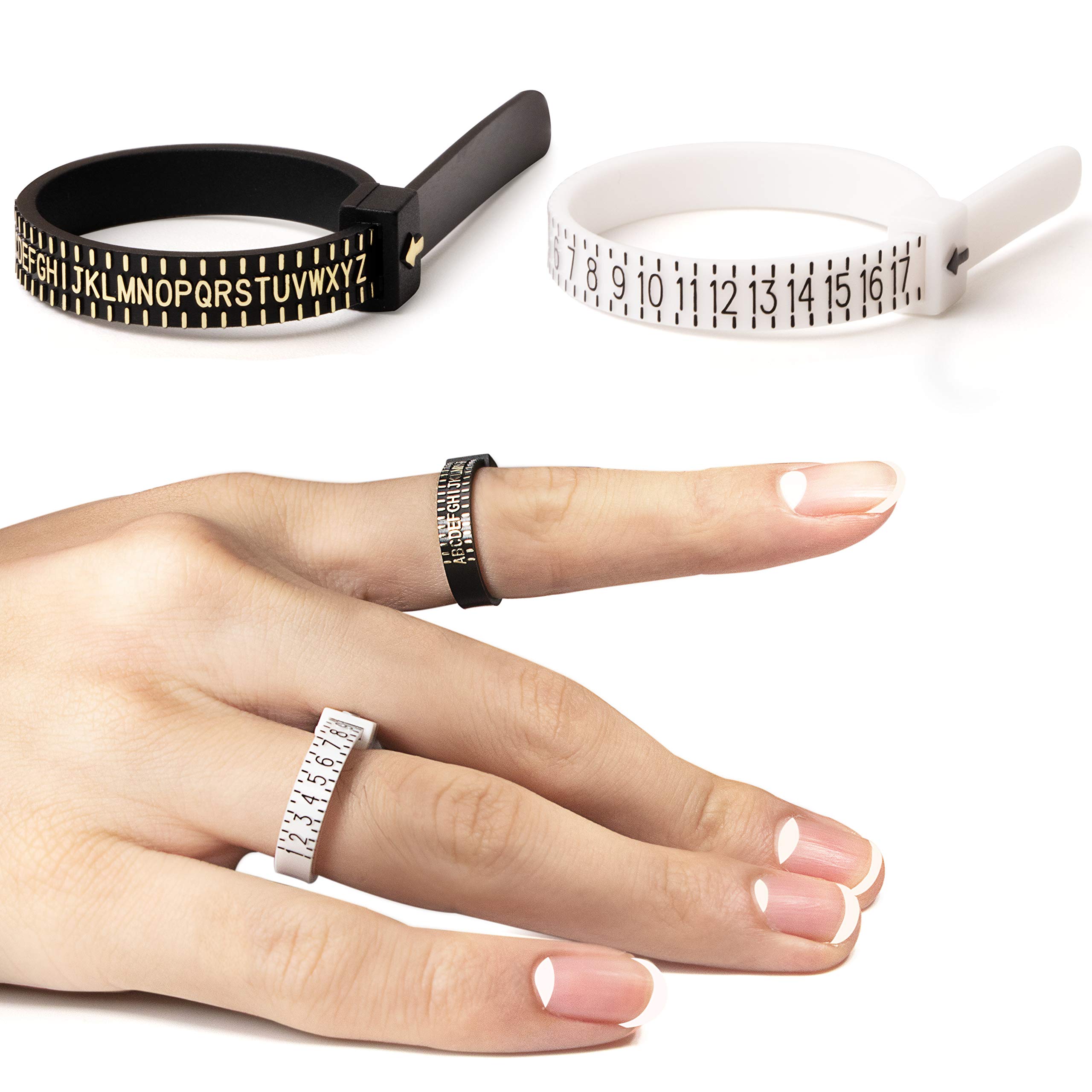 2 Pcs Ring Sizer Measuring Tool US & UK Reusable Finger Size Measuring Set Ring Gauge for All Type of Rings