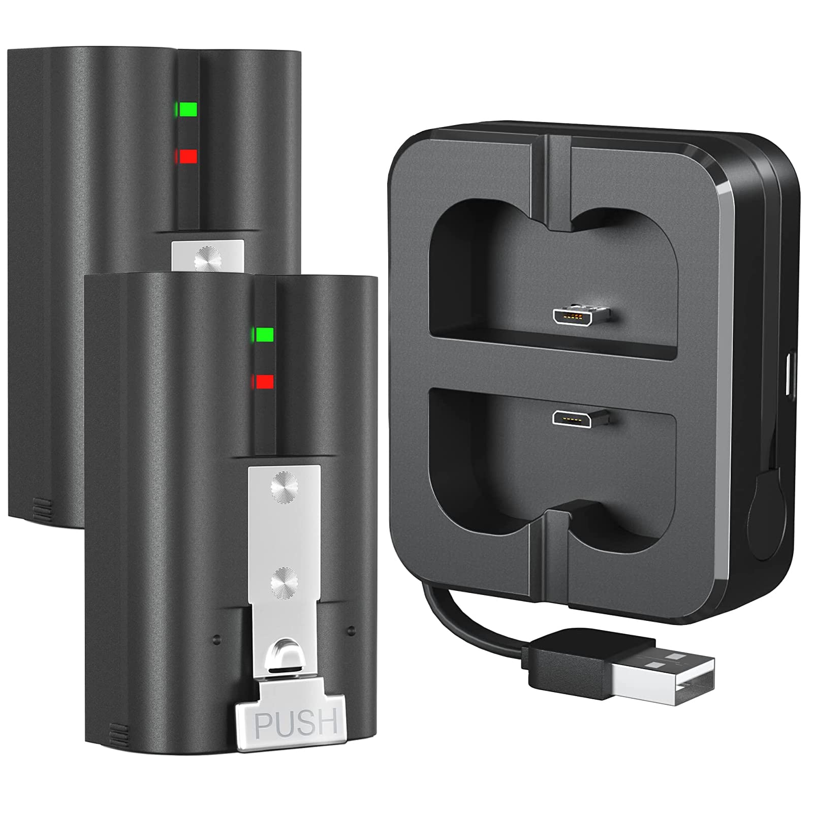 2 Pack Battery with Charger Station Compatible with Ring-Doorbell Camera 2/3/3+/4, Peephole Cam, Spotlight Camera, 6040mAh Rechargeable Li-ion Batteries (NOT for Stick Up Cam)
