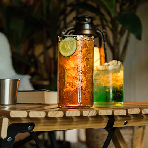 LUXU Drinking Glasses 19 oz, Thin Highball Glasses Set of 4,Clear Tall Glass Cups For Water, Juice, Beer, Drinks, and Cocktails and Mixed Drinks