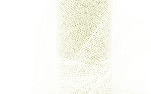 54" by 10 Yards (30 ft) Glitter Fabric Tulle Bolt for Wedding and Decoration (Ivory)