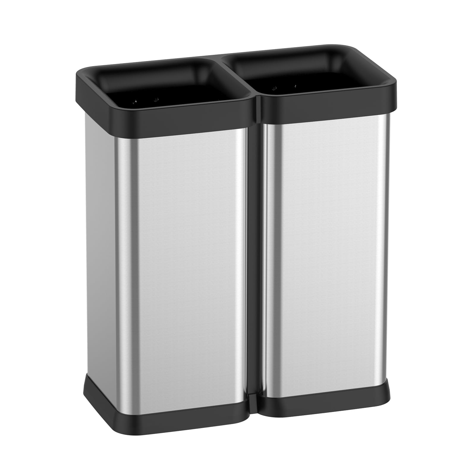 60 Liter / 16 Gallon Dual Compartment Trash can, Stainless Steel Garbage Can, Open Top Kitchen Waste Bin