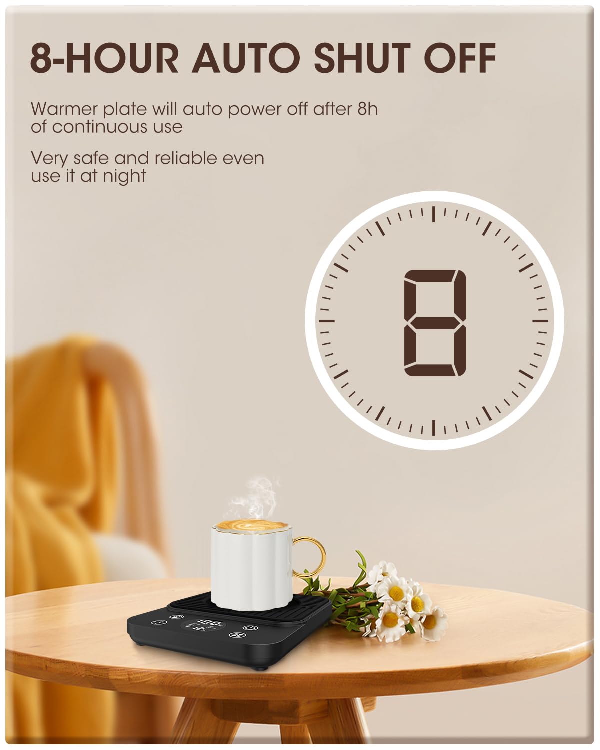 2024 Upgraded Coffee Mug Warmer for Desk, Smart Electric Coffee Warmer, 1H Drink Water Reminder, 4 Mode, 8H Auto Shut Off, 9 Temperature, 12H Timer, Gifts for Women and Men