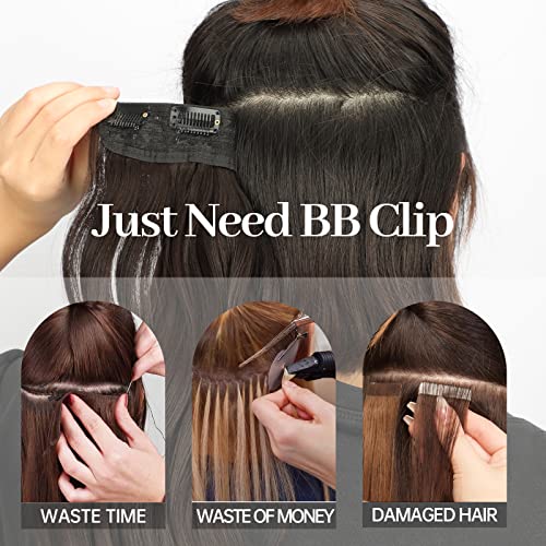 Sué Exquisite Dark Brown Hair Extensions Clip in Long Synthetic Hair Extensions 20 inches Thick Hairpieces for Women