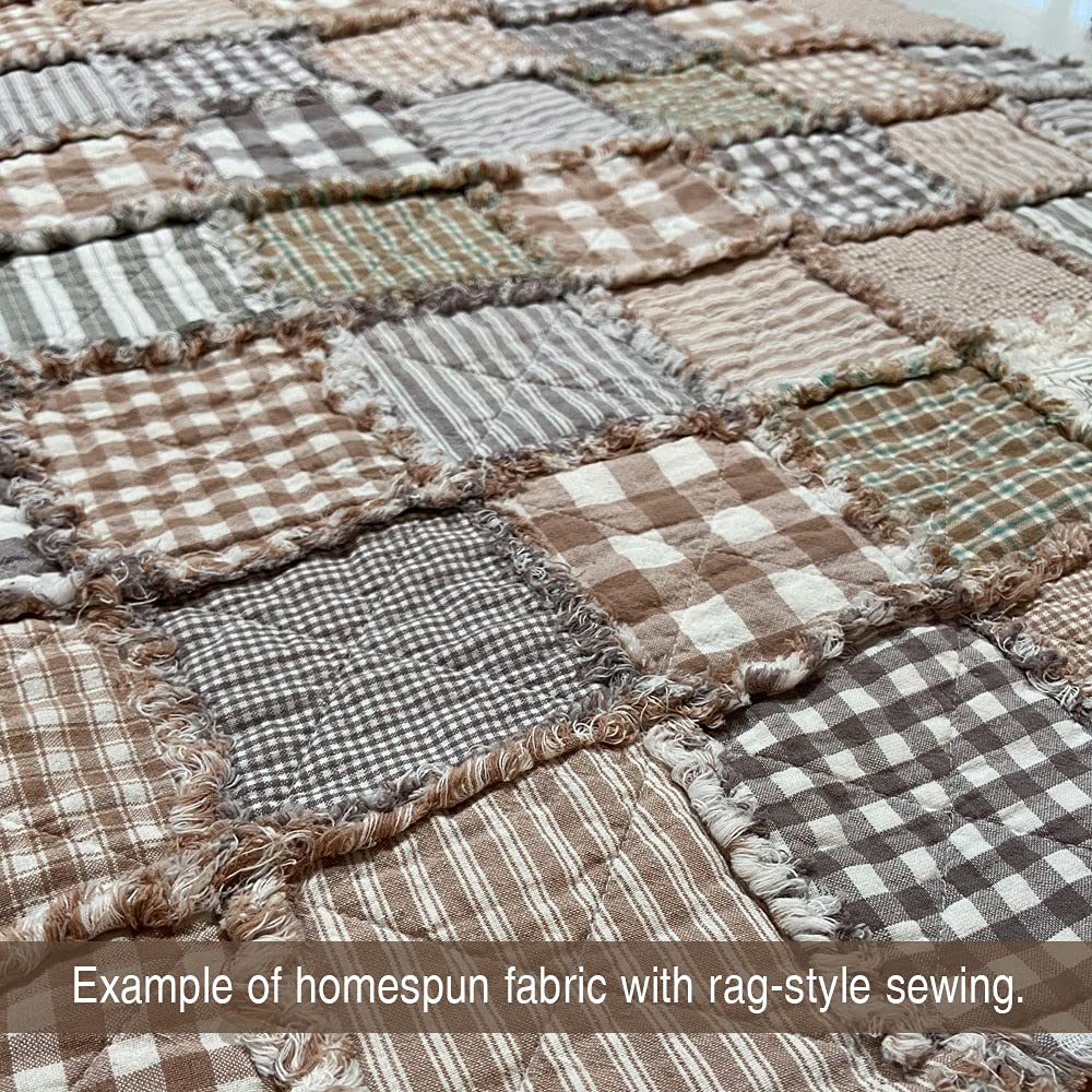 40+ Lightwash Neutral Charm Pack, 5 inch Precut Cotton Gray Taupe Plaid Homespun Fabric Squares by JCS