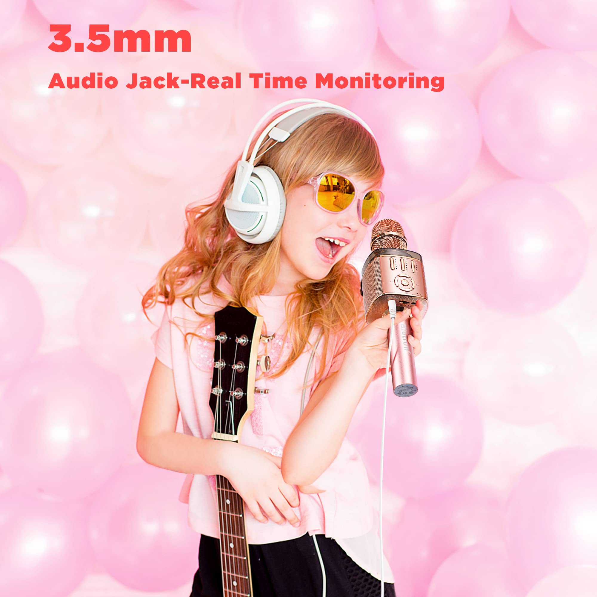 2 Pack Bluetooth Karaoke Microphone PMPO 20W, Portable Wireless Metal Handheld Cordless Dynamic Mic with RGB Lights, 8hrs Work Time,